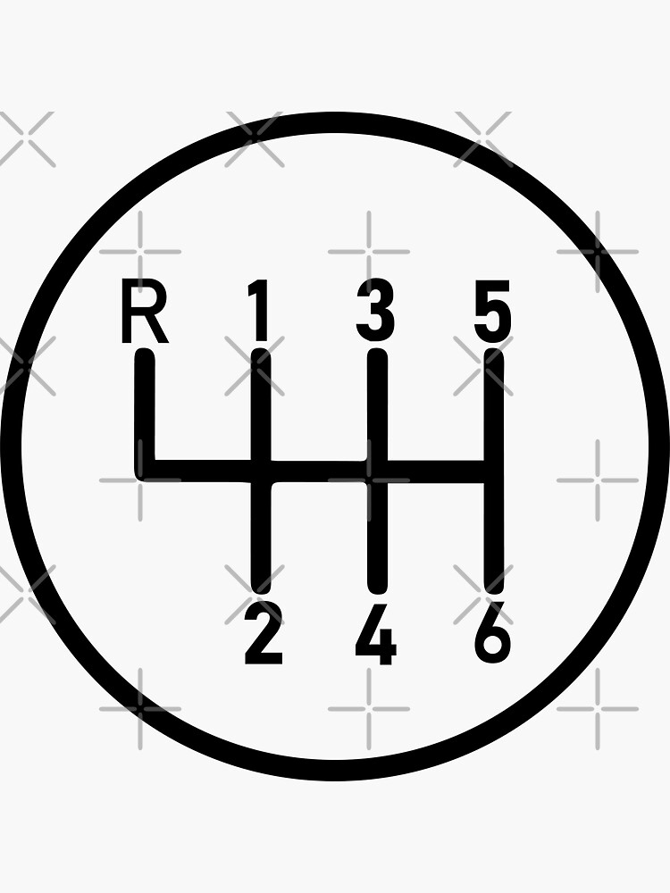 "6 Speed Manual Transmission Logo 2 (Black, R Top Left)" Sticker for ...