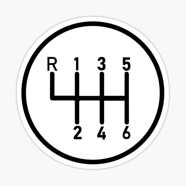 "6 Speed Manual Transmission Logo 2 (Black, R Top Left)" Sticker for ...
