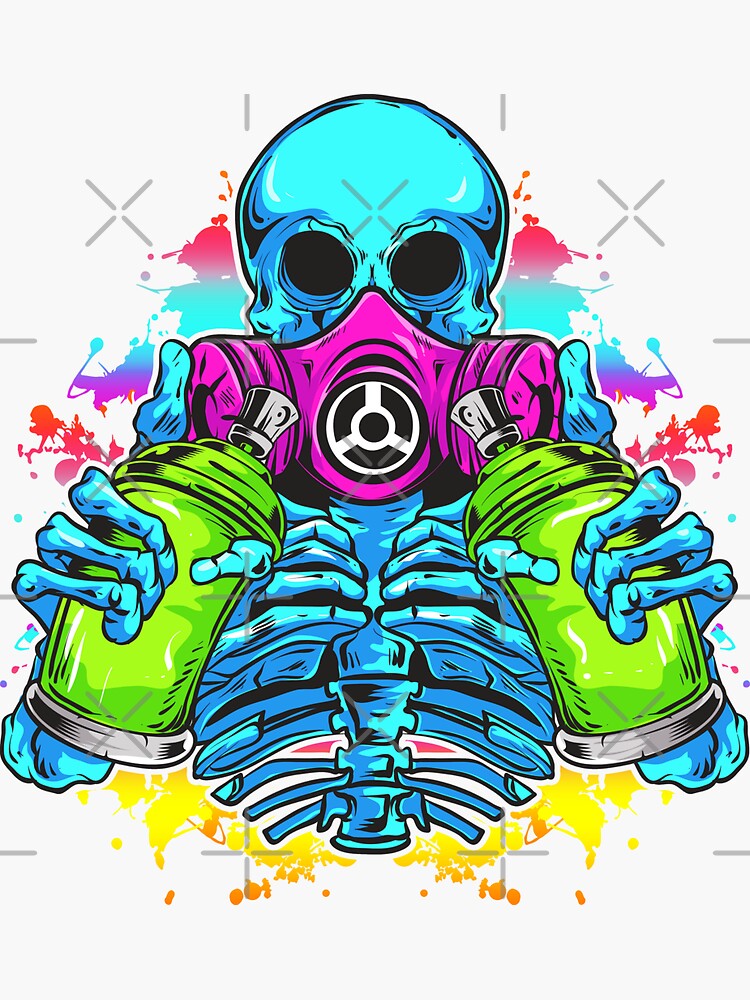 "Skull Graffiti Street Artist Tagger" Sticker for Sale by AugustDesign ...