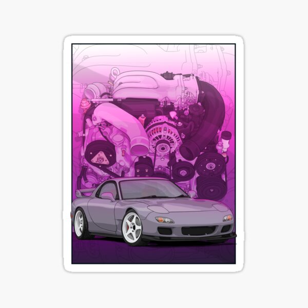 "RX-7 Fd3s with 13b engine (pink/light grey)" Sticker for Sale by ...