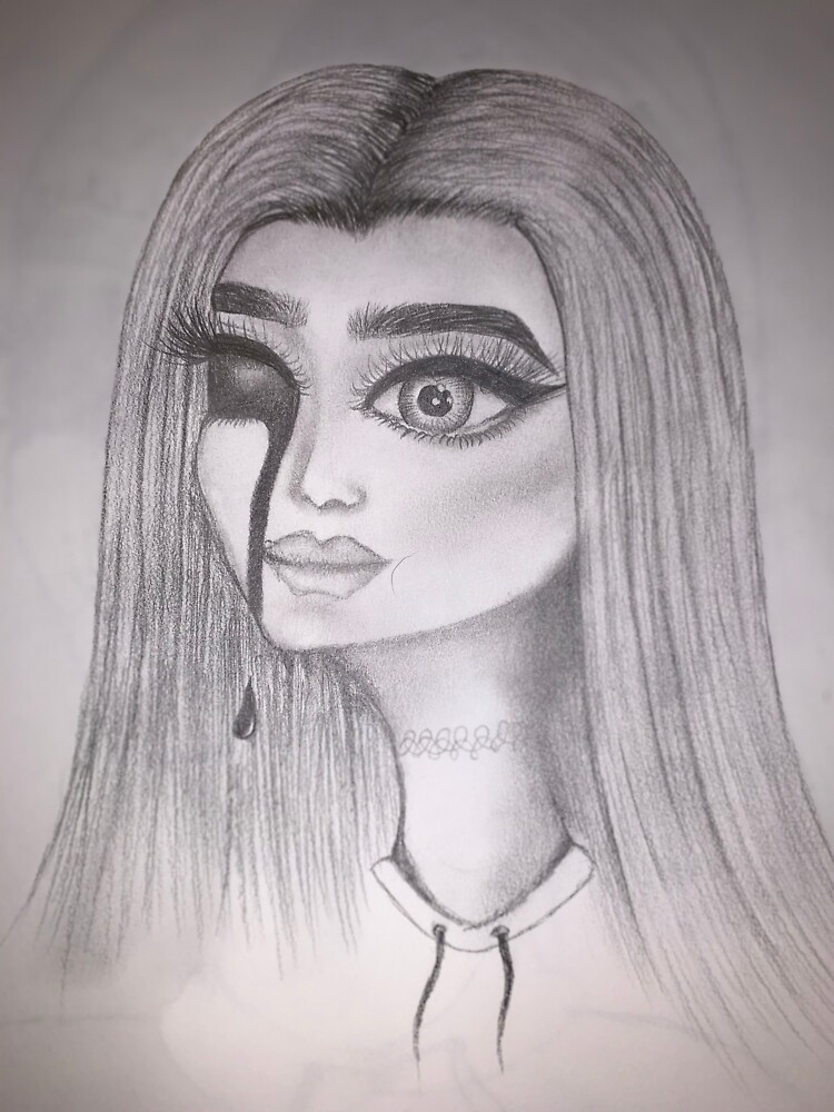 "Creepy drawing horror girl sketch Hand drawn" T-shirt for Sale by Sam ...