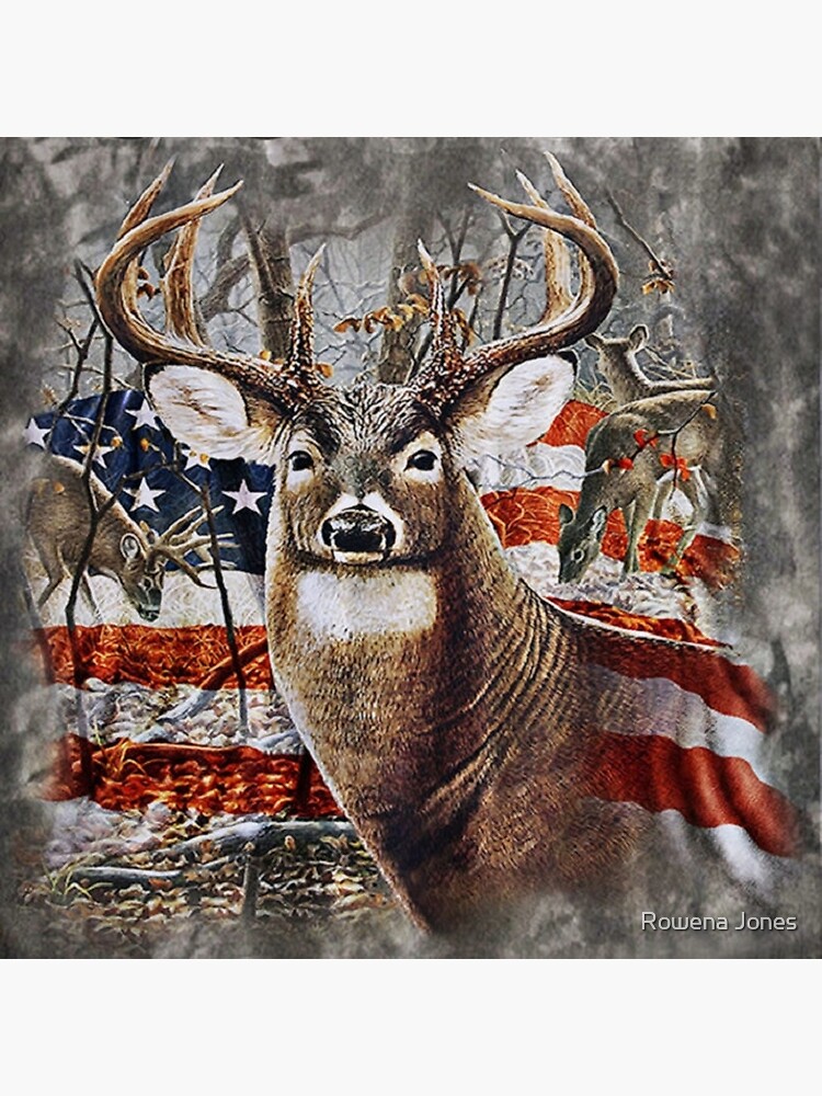 "Deer in Tree Forest American Flag Animal Hunting" Poster by smartnet77 ...