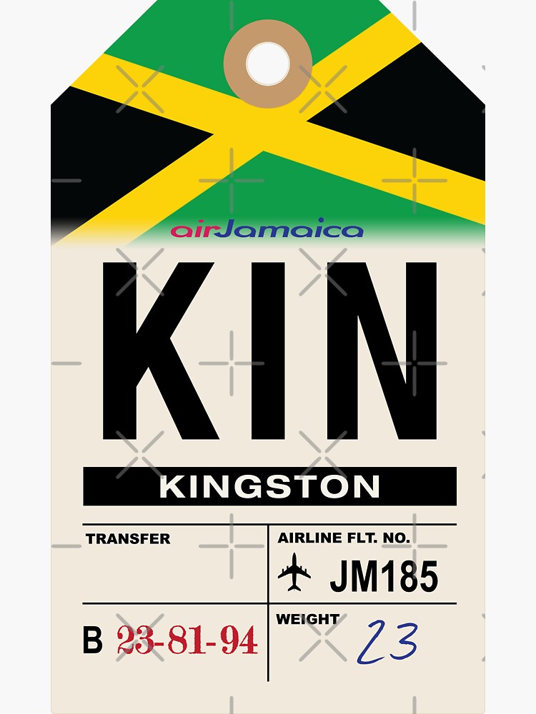 "Kingston, Jamaica (KIN) Airline Luggage Tag" Sticker for Sale by ...