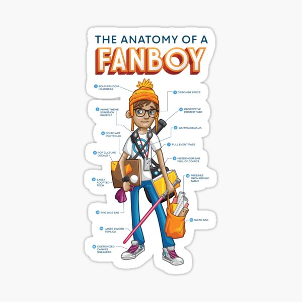 "Anatomy Of A Fanboy" Sticker for Sale by Serkworks | Redbubble