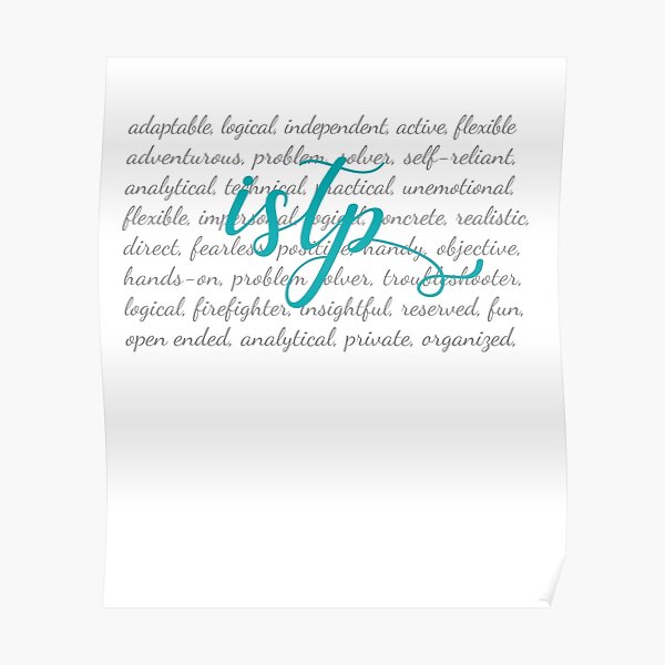 "ISTP Shirt, MBTI Myers-Briggs, Personality Type Tee" Poster by ...