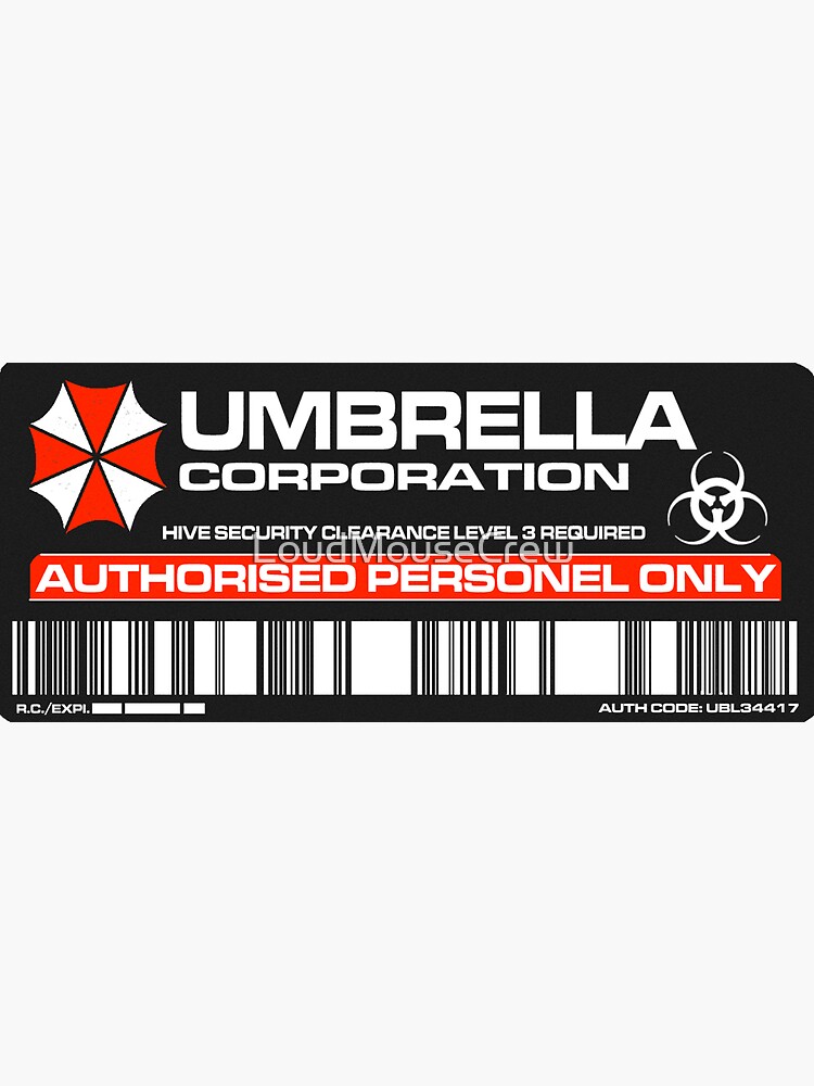 "UMBRELLA CORP AUTHORIZATION ACCESS STICKER" Sticker for Sale by ...