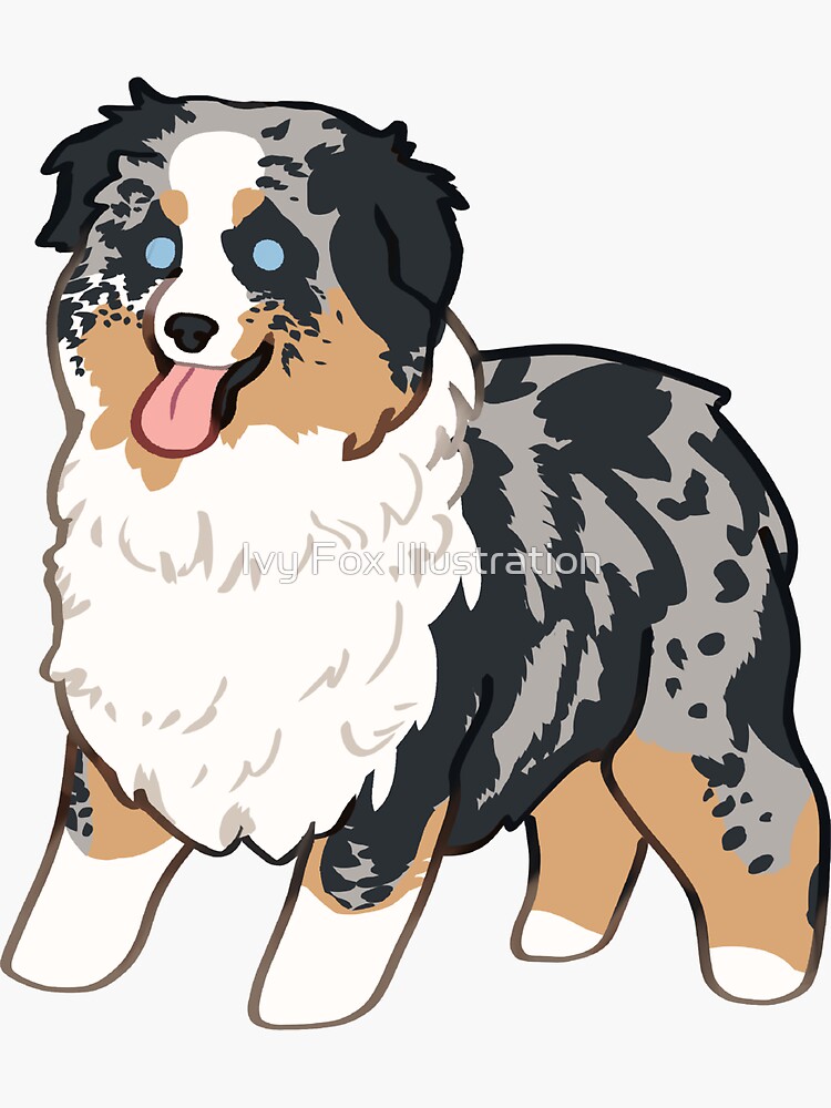 "Chibi Blue Merle Aussie / Blue Merle Australian Shepherd dog" Sticker ...