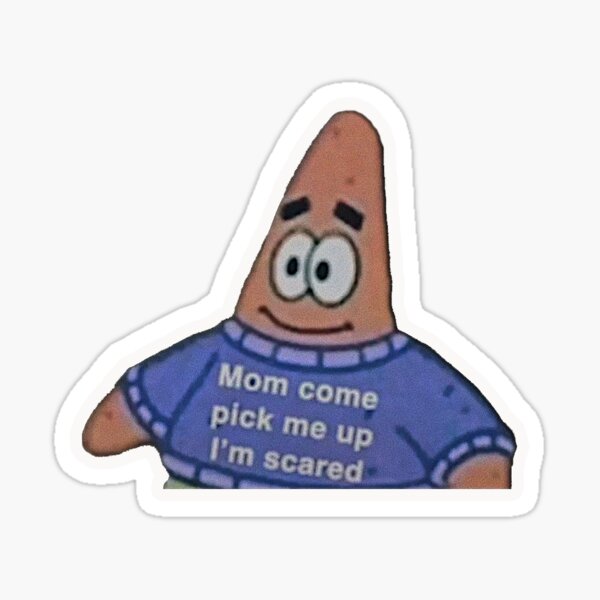 "scared patrick meme" Sticker by alexfadeeva | Redbubble