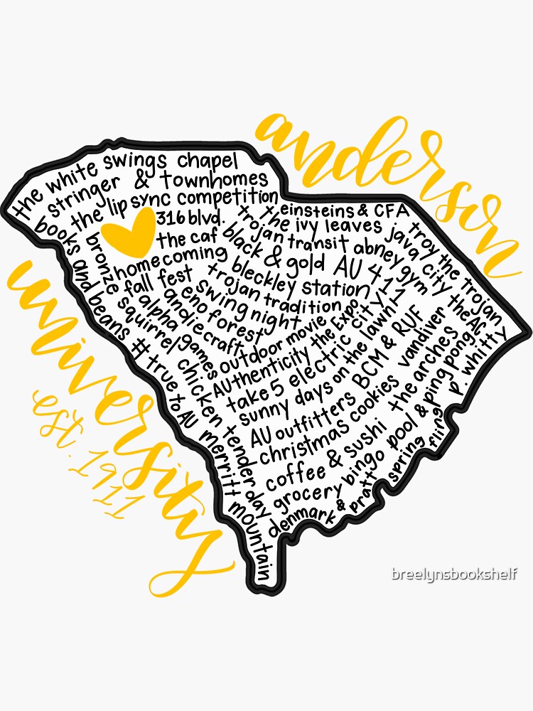 "Anderson University Word Collage (Print)" Sticker for Sale by ...