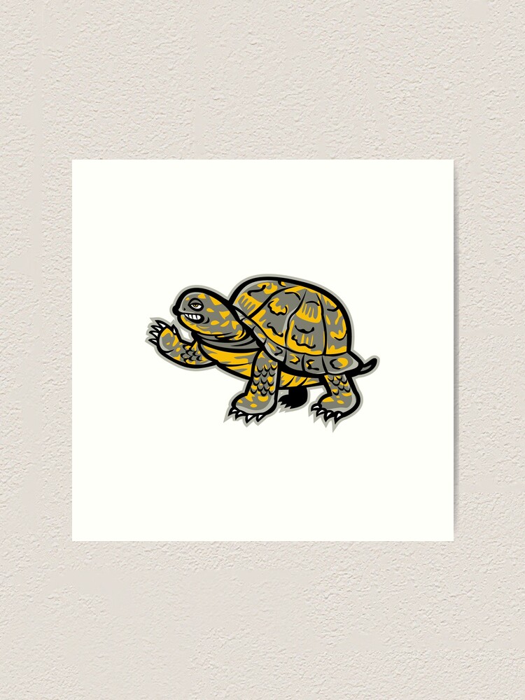 "Eastern Box Turtle Waving Mascot" Art Print by patrimonio | Redbubble