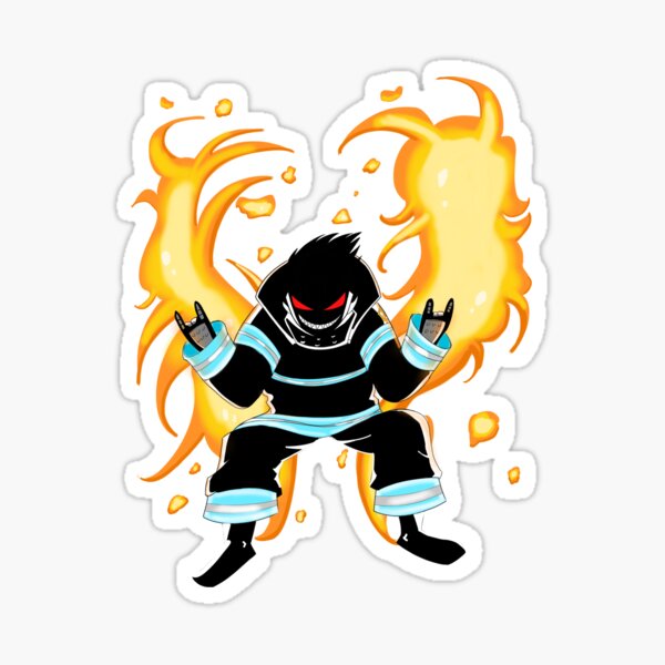 "Shinra smile " Sticker for Sale by BooperDoesArt | Redbubble