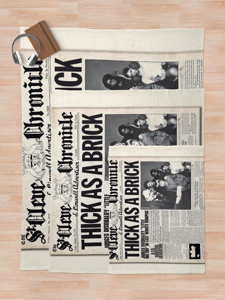 "Jethro Tull - Thick as a Brick Newspaper" Throw Blanket for Sale by ...