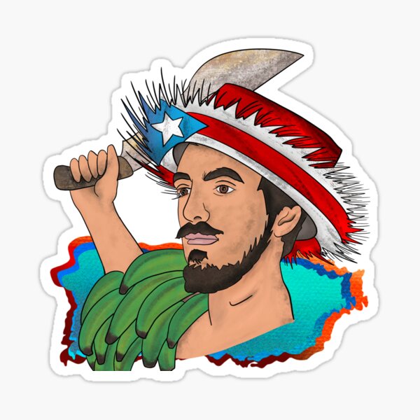 "Jíbaro soy with machete in hand" Sticker for Sale by Karina Negron ...