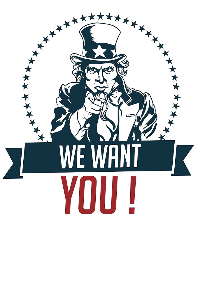  Uncle Sam We Want You Text By Calinvr Redbubble
