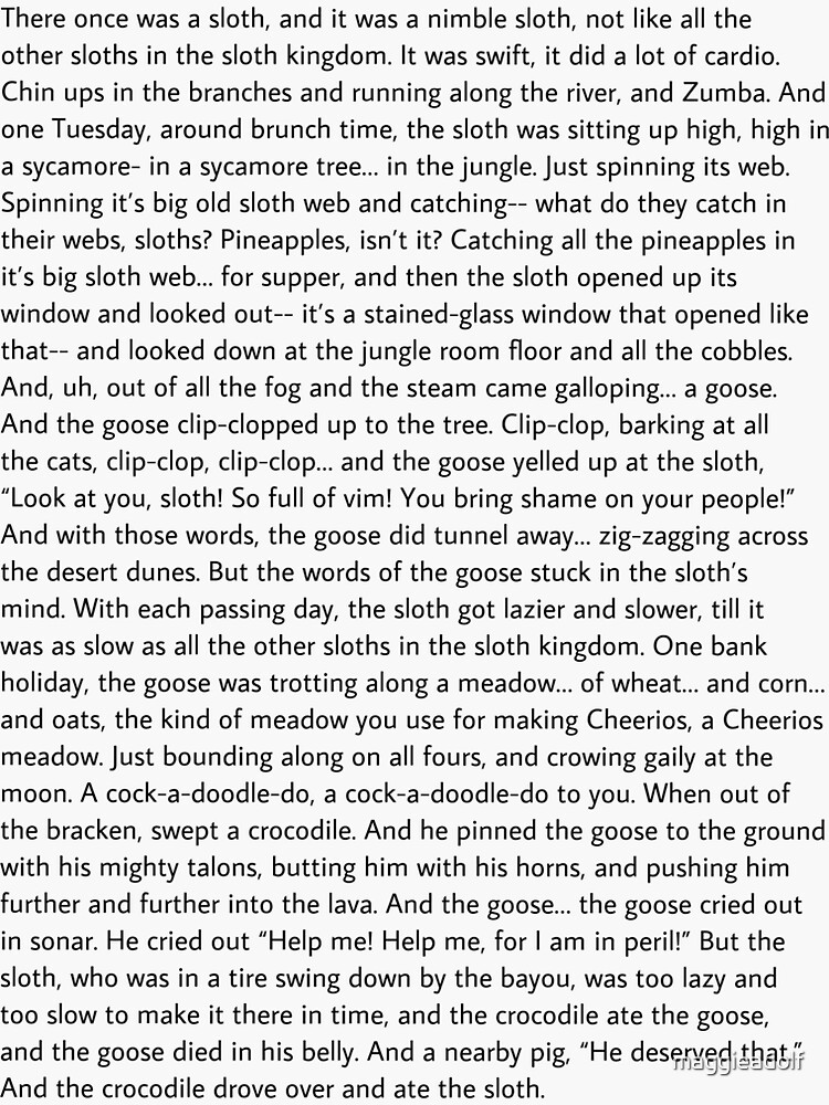 "The Goose and the Sloth" Sticker for Sale by maggieadolf | Redbubble