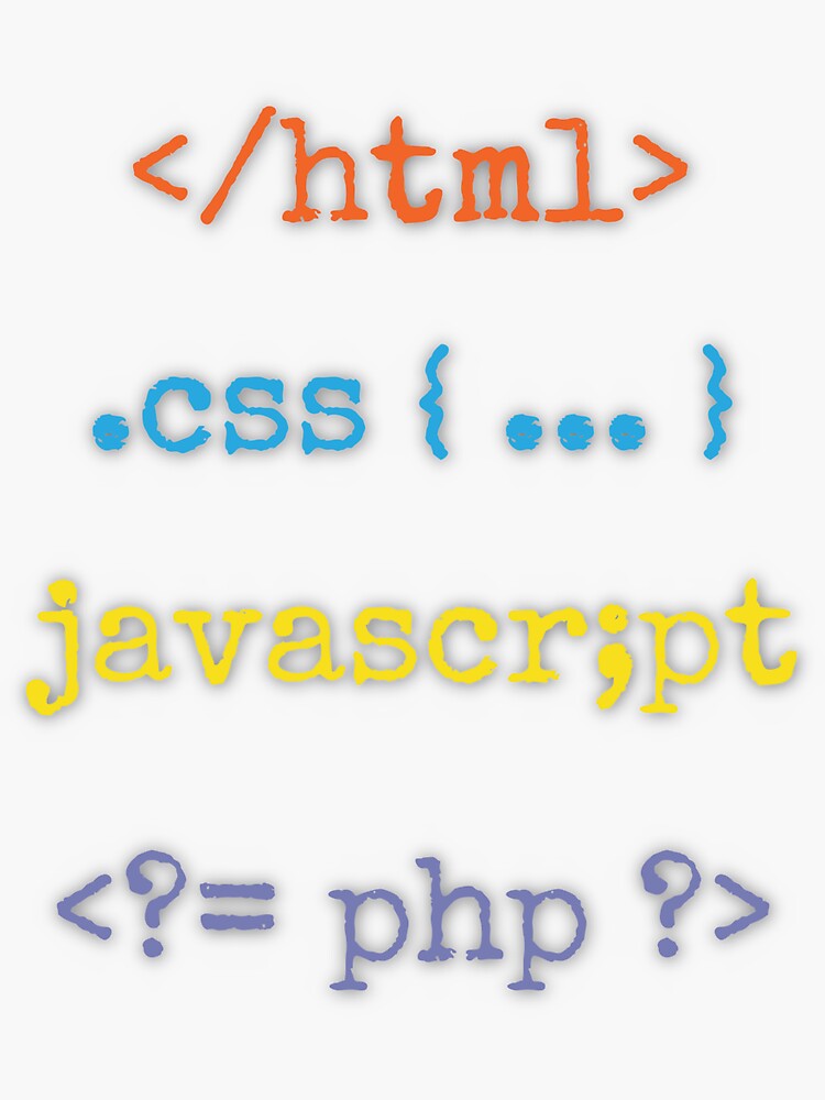 "Html css javascript php" Sticker for Sale by WiloAhadi | Redbubble