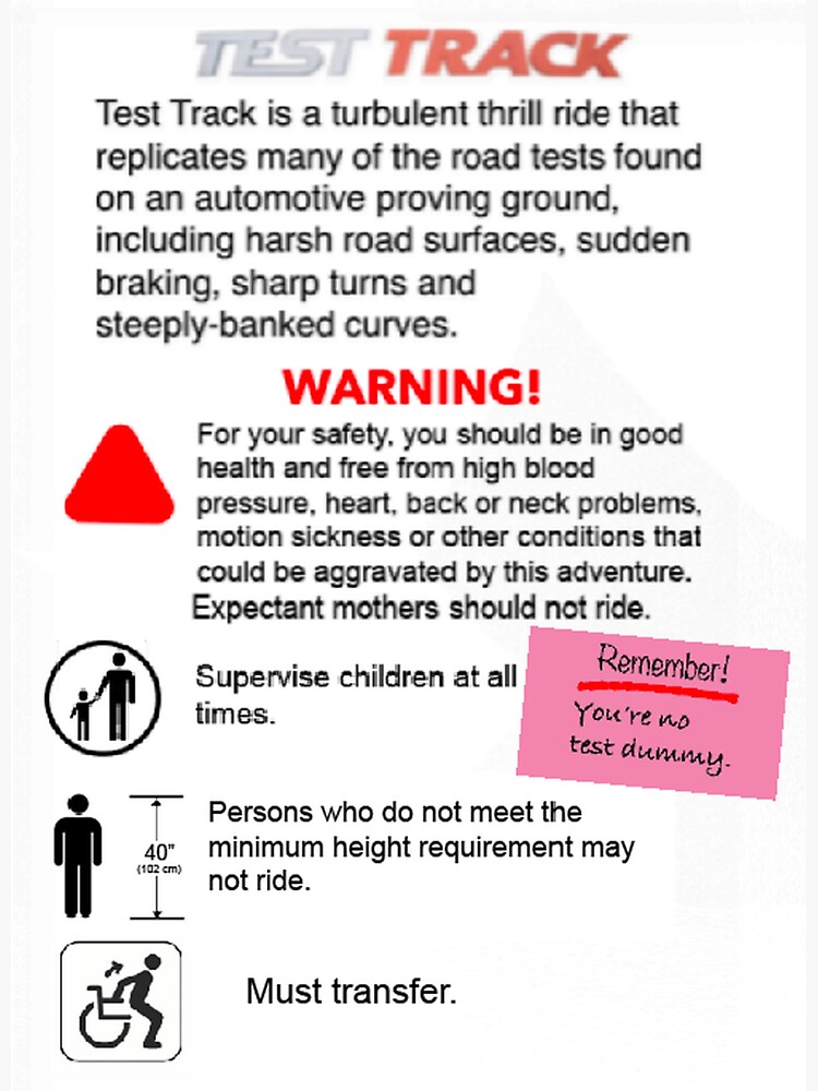 "Test Track safety sign" Sticker for Sale by disneyfan83 | Redbubble