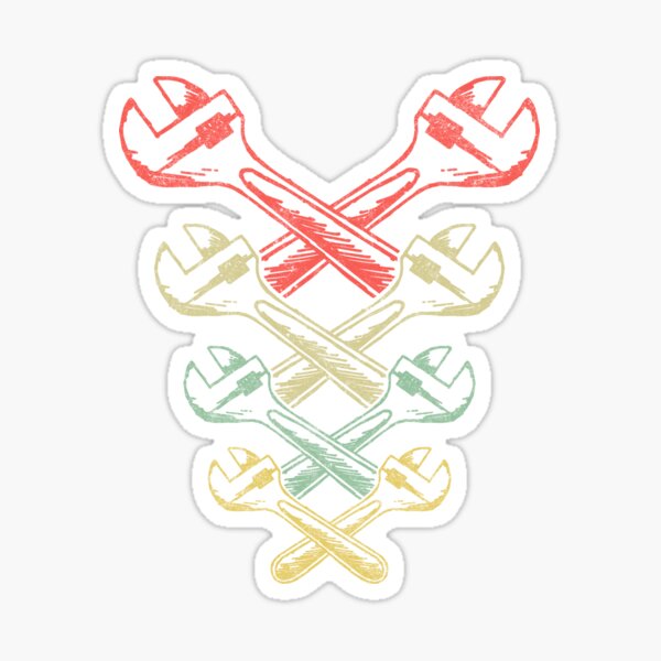 "Retro Mechanic Wrench " Sticker for Sale by alwe-designs | Redbubble