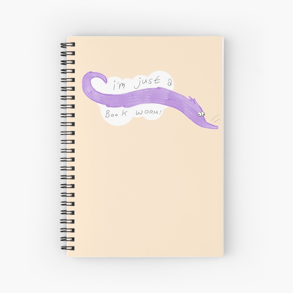 "Bookworm on a String" Spiral Notebook for Sale by lilywithanie | Redbubble