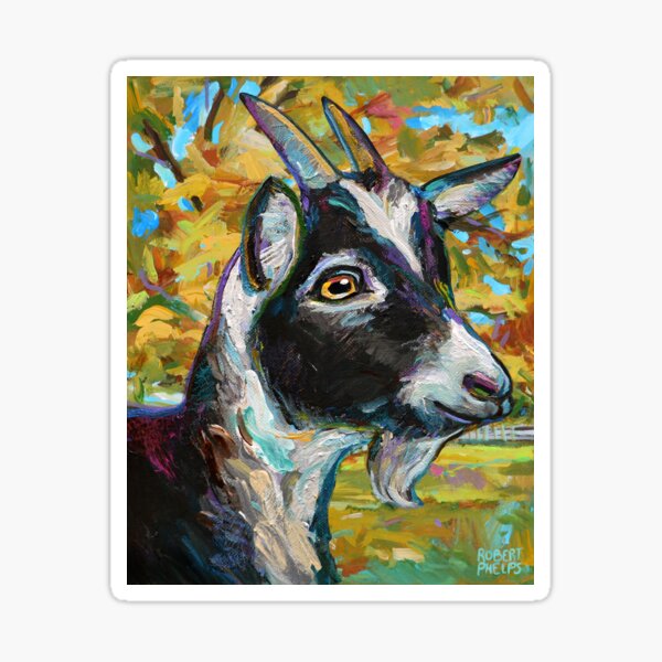 "Cute Baby Black Goat" Sticker for Sale by RobertPhelpsArt | Redbubble