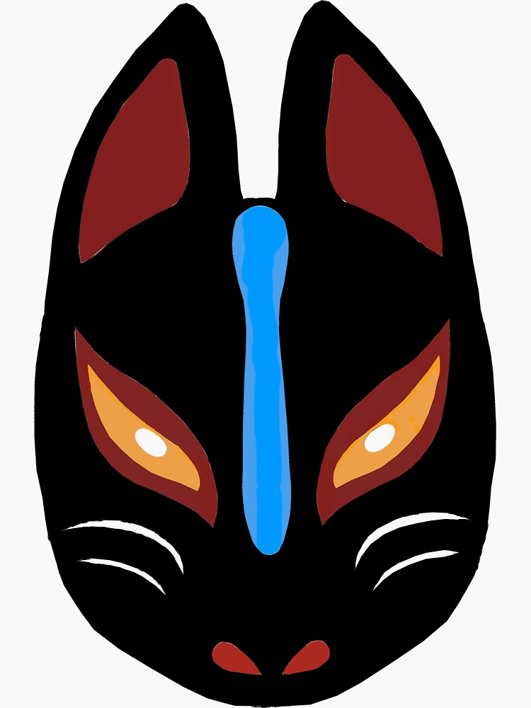"Inari Kitsune, Black Kitsune, Fox Mask, Japanese Fox Mask" Sticker for ...