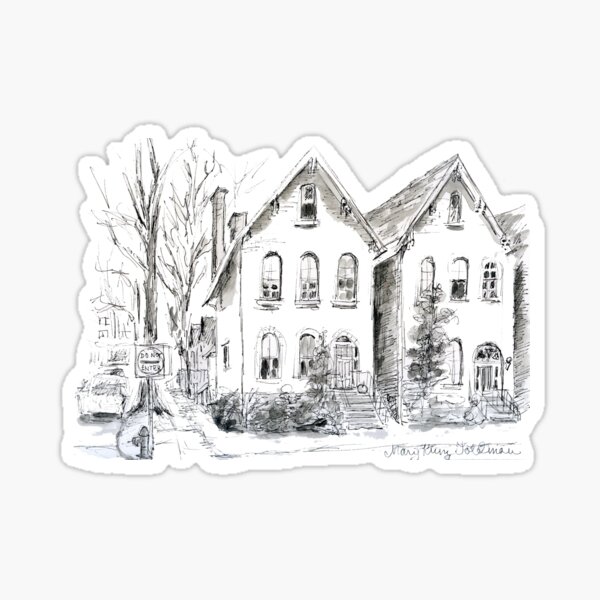 "Victorian 1800s Brick Houses Hand-Drawn on Site " Sticker for Sale by ...