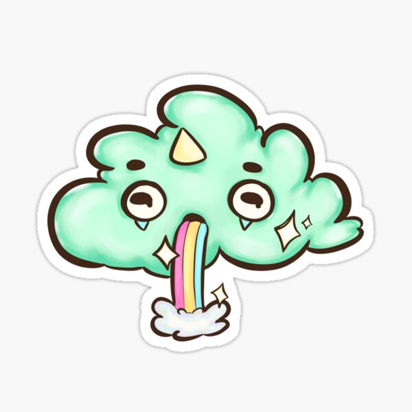 Cloud Vomiting Rainbow Stickers | Redbubble