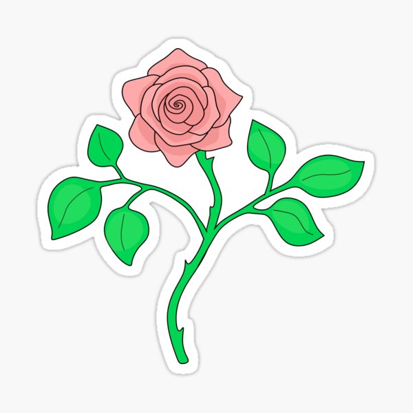 "Rose with Leaves and Stem" Sticker by nutmegfairy | Redbubble