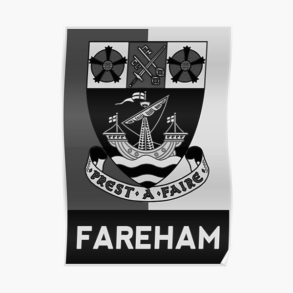Poster « Fareham Coat of Arms Pop Art Design en noir et blanc », par ...