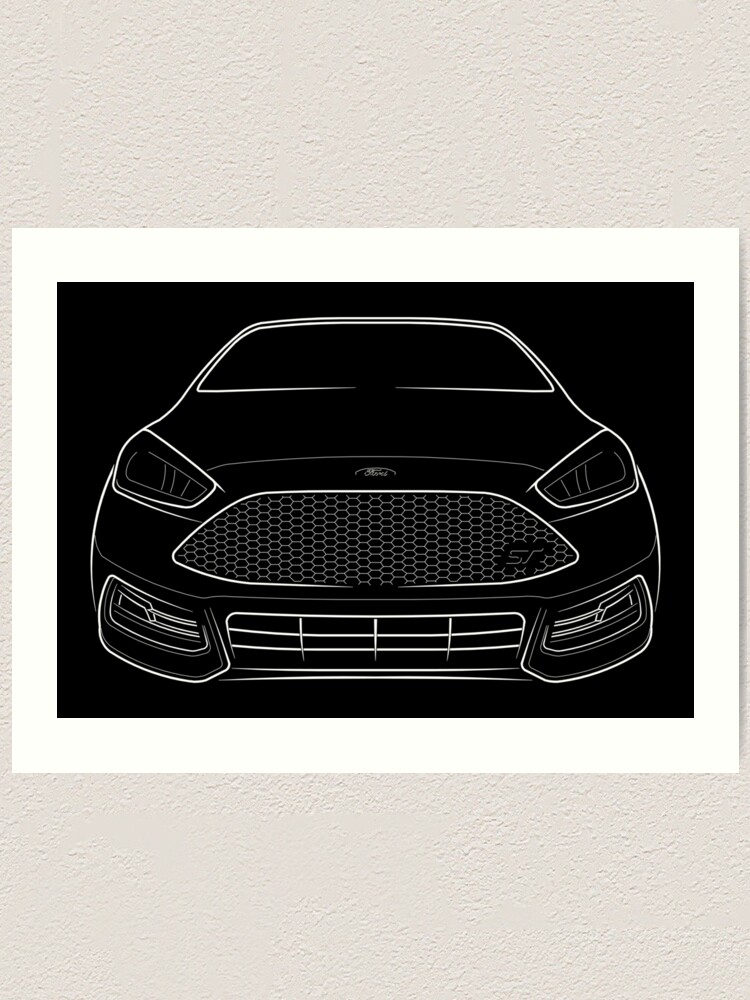 "Ford Focus ST - front stencil, white" Art Print for Sale by mal ...