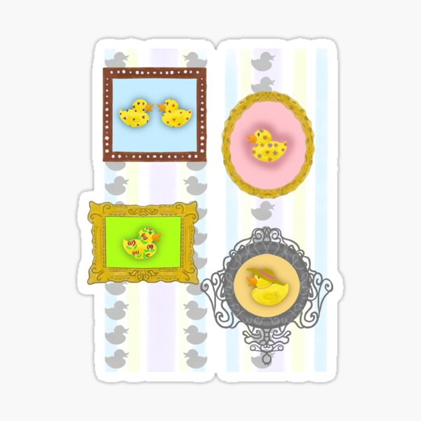 "Rubber ducks in frames" Sticker for Sale by Elliestrations | Redbubble