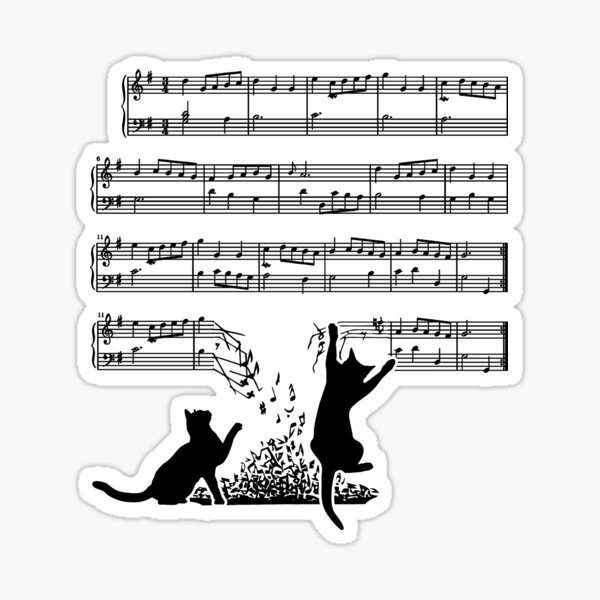 "Cats And Music Sheet" Sticker for Sale by designeclipse | Redbubble
