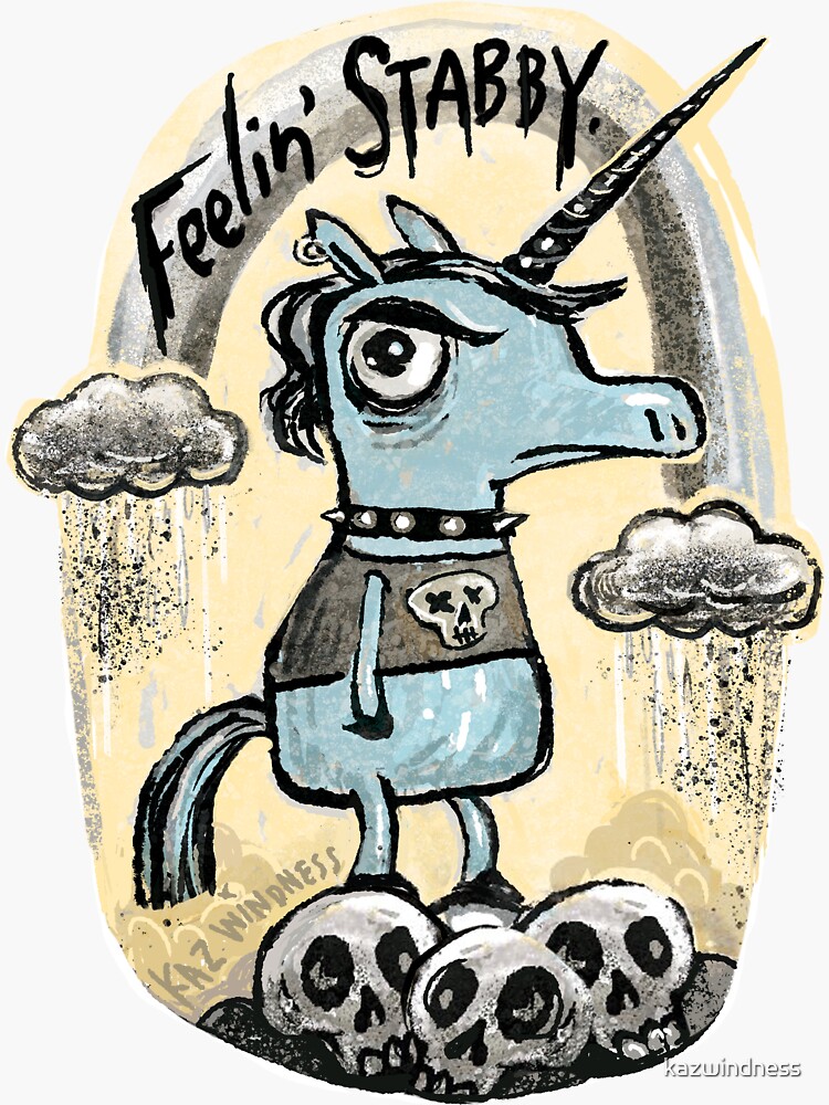 "Feelin' Stabby Unicorn" Sticker for Sale by kazwindness | Redbubble