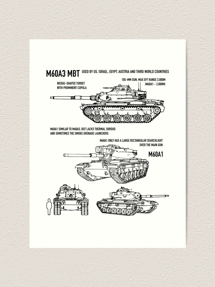 "M60 Tanks M60A3 MBT Patton Main Battle Tank Gift" Art Print by ...