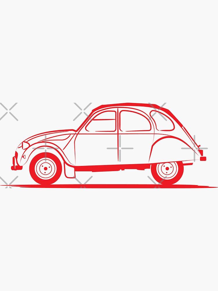 "Citroën 2CV Citroen 2CV Deux Chevaux Red" Sticker by azoid | Redbubble