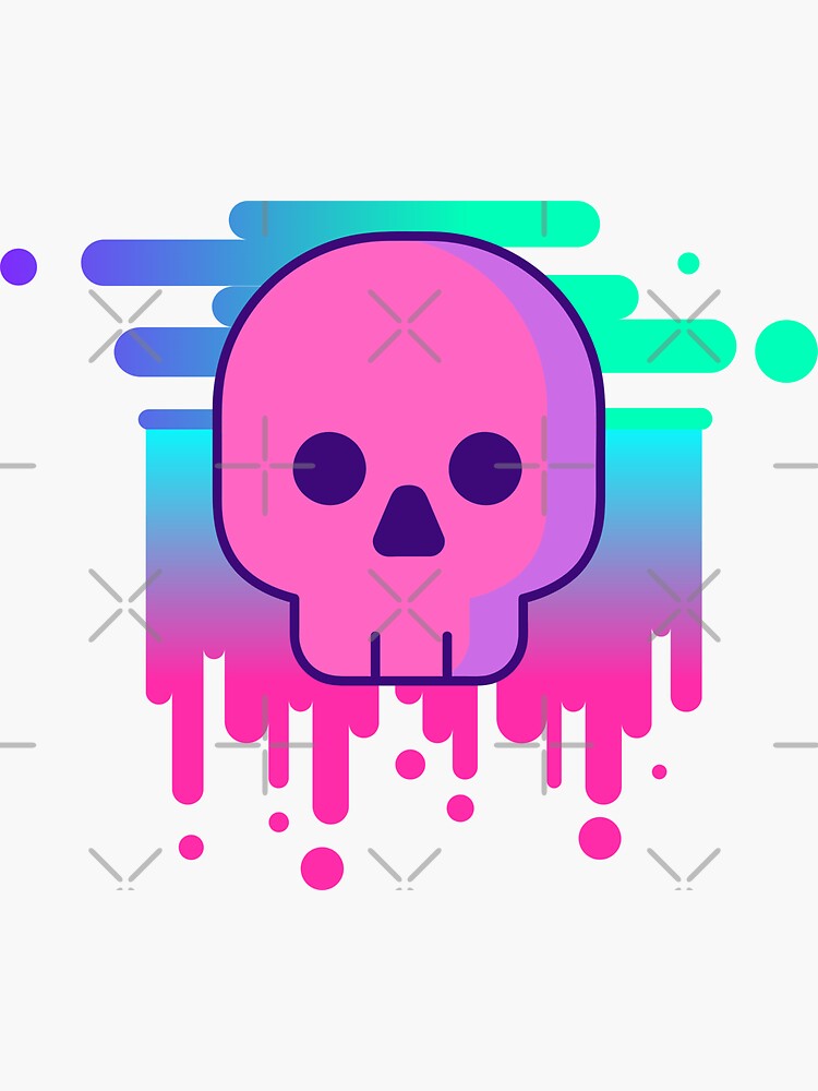 "Neon Skull Paint Drip" Sticker for Sale by ElegantTangent | Redbubble