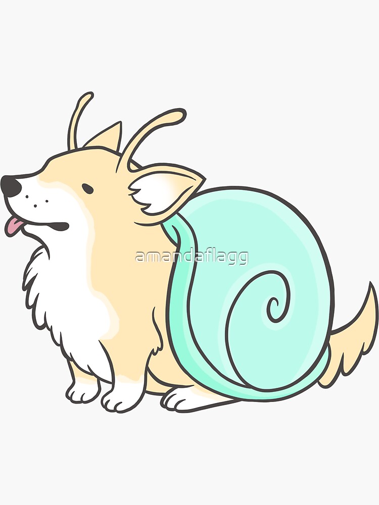 "Corgi Snail" Sticker by amandaflagg | Redbubble