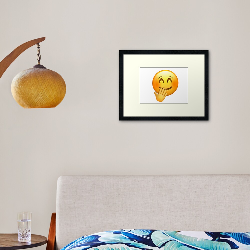 "Cute Teehee Emoji" Framed Art Print for Sale by rio-draws | Redbubble