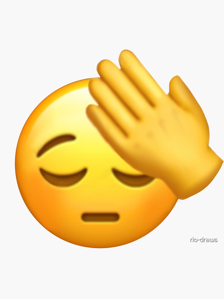 "Funny Hand Over Face Emoji" Sticker for Sale by rio-draws | Redbubble