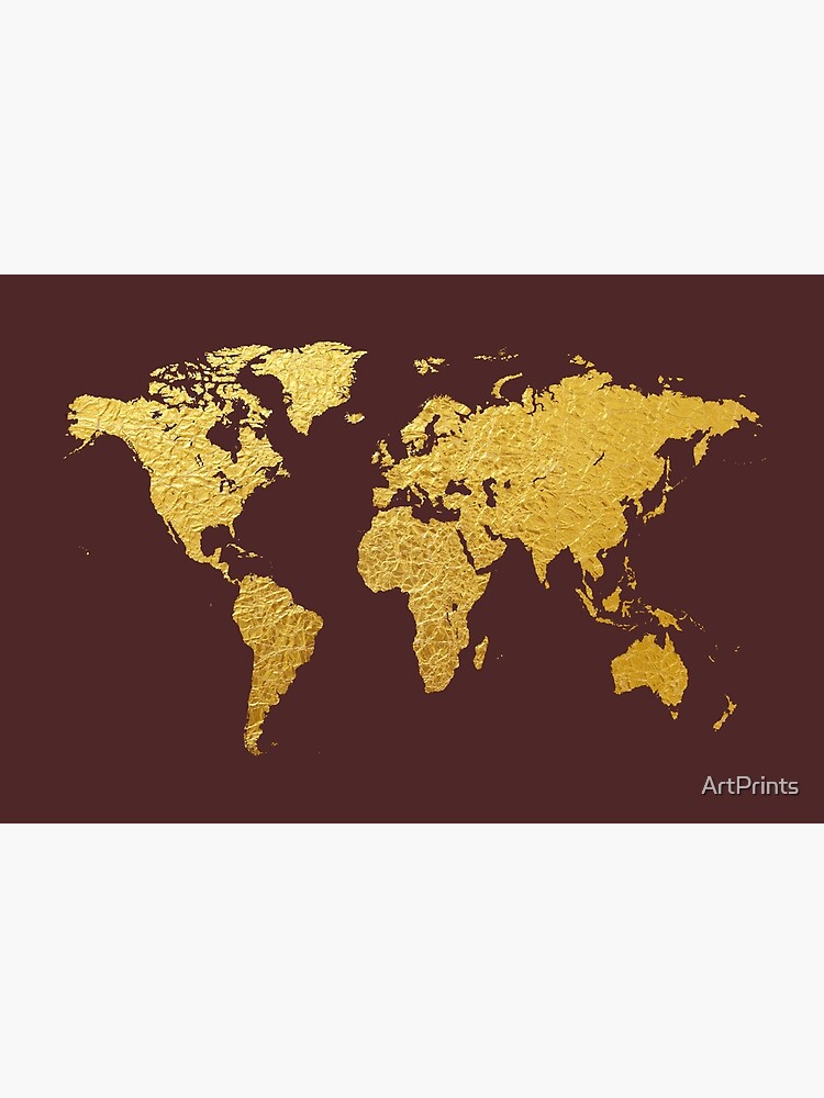 World Map Gold Foil Premium Matte Vertical Poster sold by Kokou | SKU ...