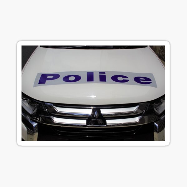 "Police car sign" Sticker by Andykinoz | Redbubble