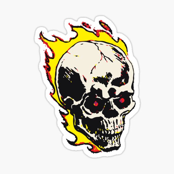 "Fire Skull v.2" Sticker for Sale by Megatrip | Redbubble