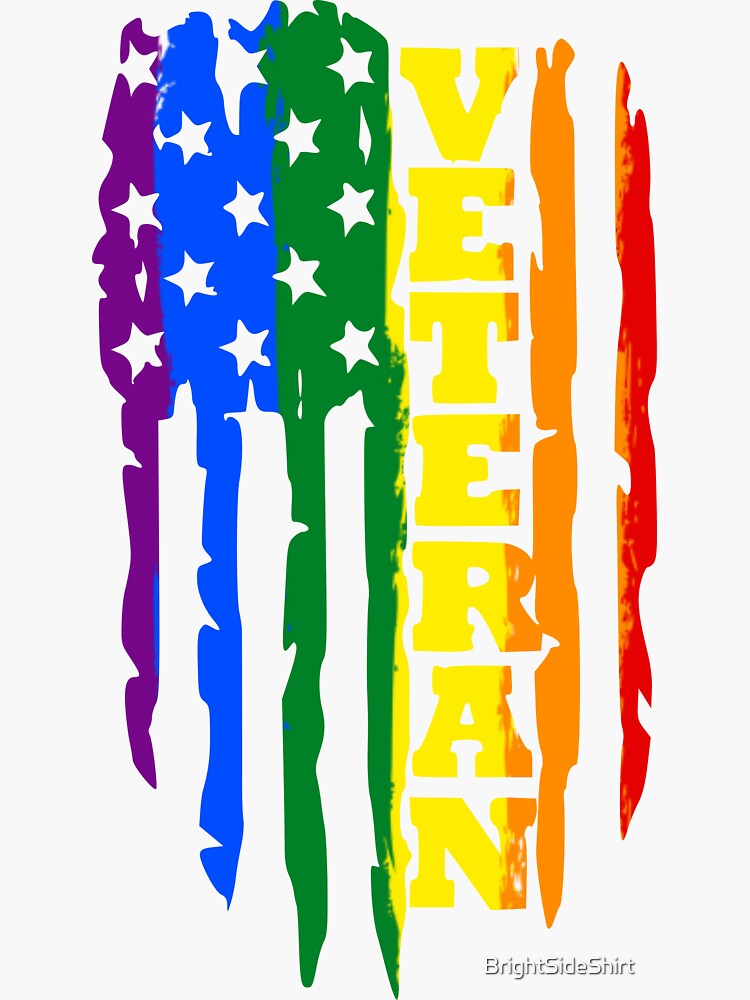 "US Military Rainbow Veteran Flag" Sticker by BrightSideShirt | Redbubble