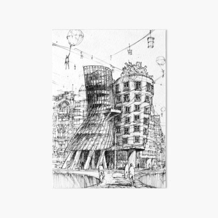 "Dancing House in Prague - ink drawing" Art Board Print by igrols ...