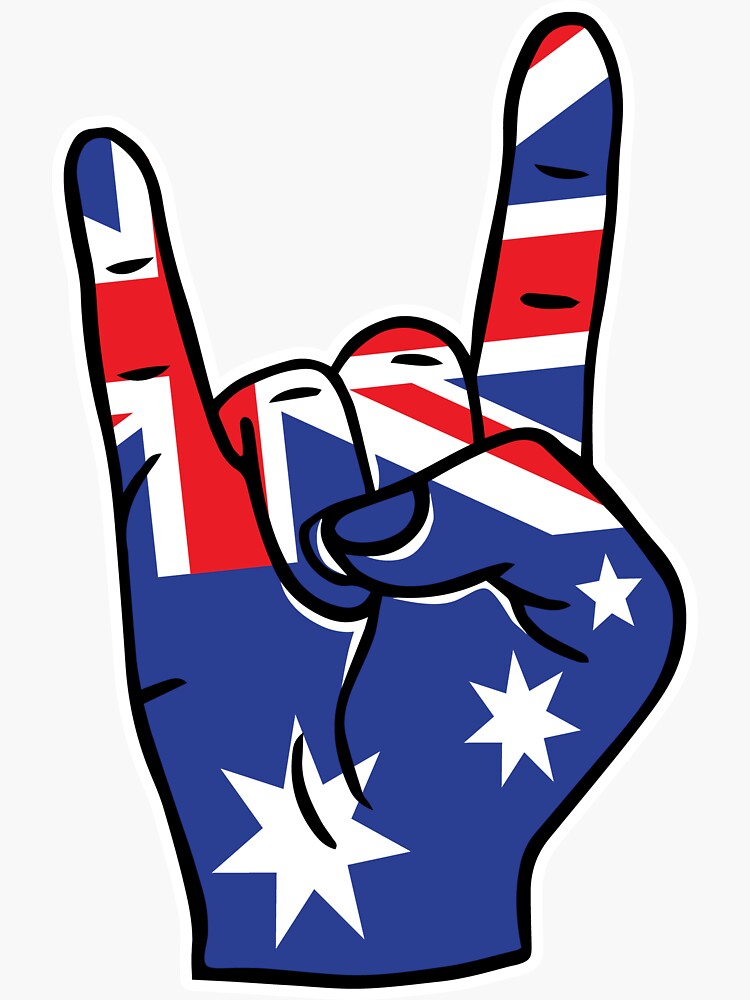"Australia Rock Hand Sign" Sticker for Sale by vegasdave2 | Redbubble