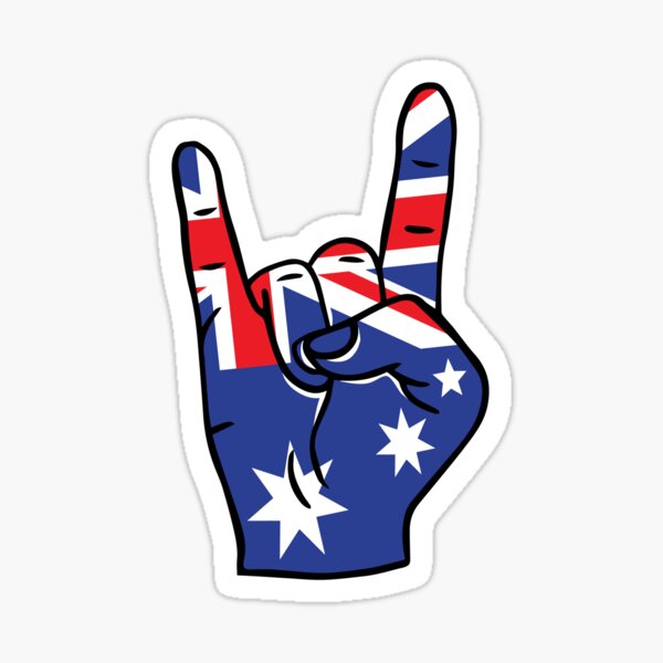 "Australia Rock Hand Sign" Sticker by vegasdave2 | Redbubble