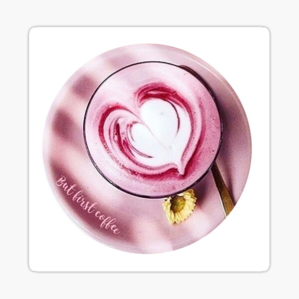 "Pretty pink coffee art " Sticker for Sale by whilje | Redbubble