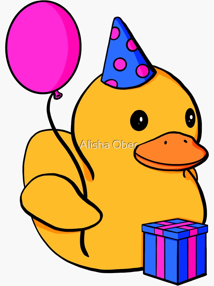 "Birthday Rubber Duck" Sticker for Sale by Alisha Ober | Redbubble