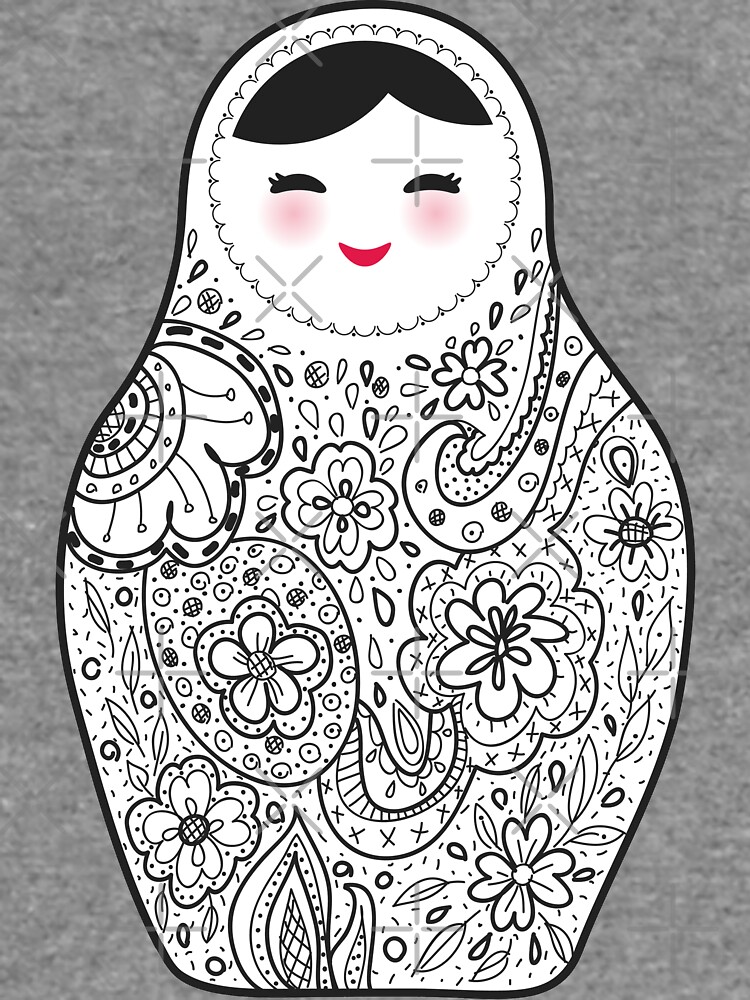 "Cute doll matrioshka Babushka on black background Babushka smiling ...