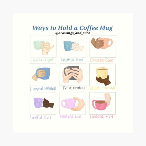 "Ways to Hold a Mug Alignment Chart" Art Print by Chrissyh37 | Redbubble